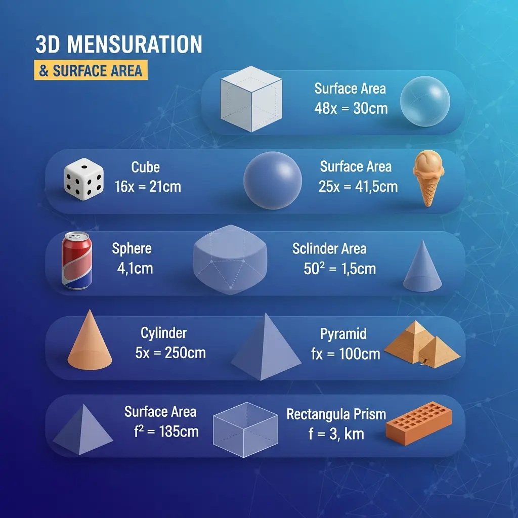 3D क्षेत्रमिति के सम्पूर्ण अवधारणा और सूत्र सहित उदहारण भी देखें ...